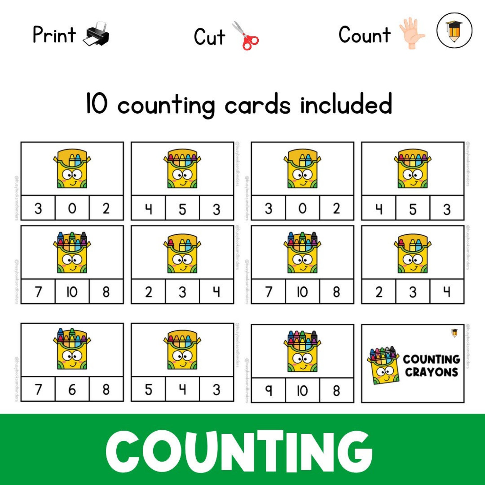Crayon Counting Preschool Activities Math Centers - Etsy