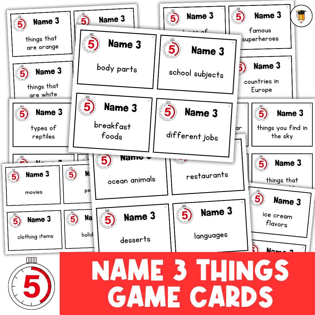 NAME 3 THINGS | Card Game | Games for Kids | Travel Games | Family ...
