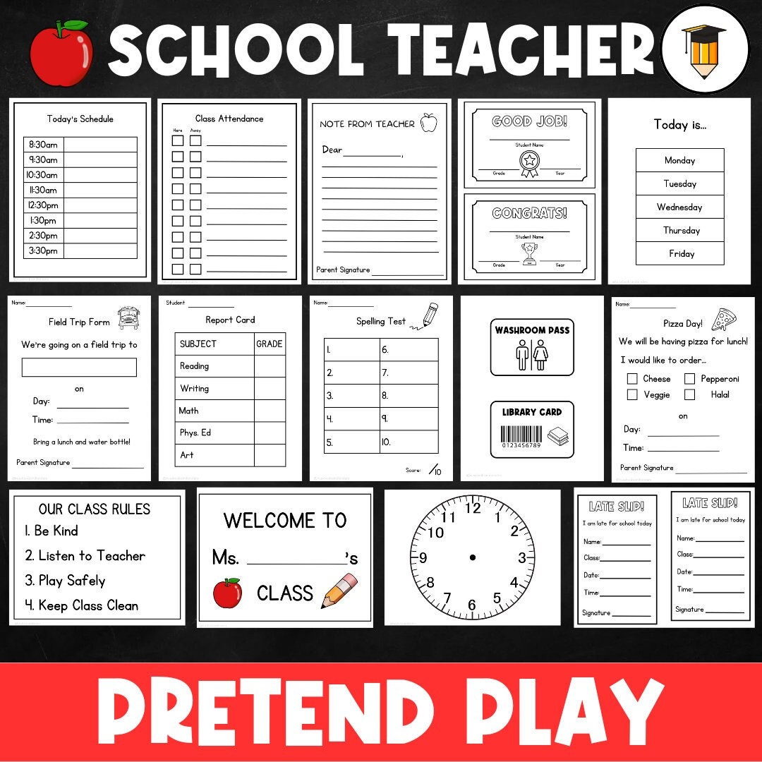 School Dramatic Play Teacher Play Learning Pretend Play - Etsy