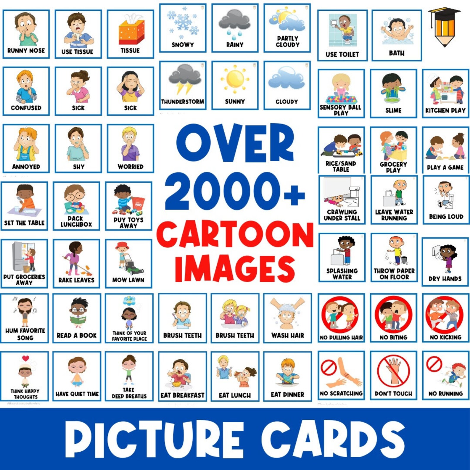 2000+ CARTOON CARDS | First Then Board | Visual Aid | Schedule ...