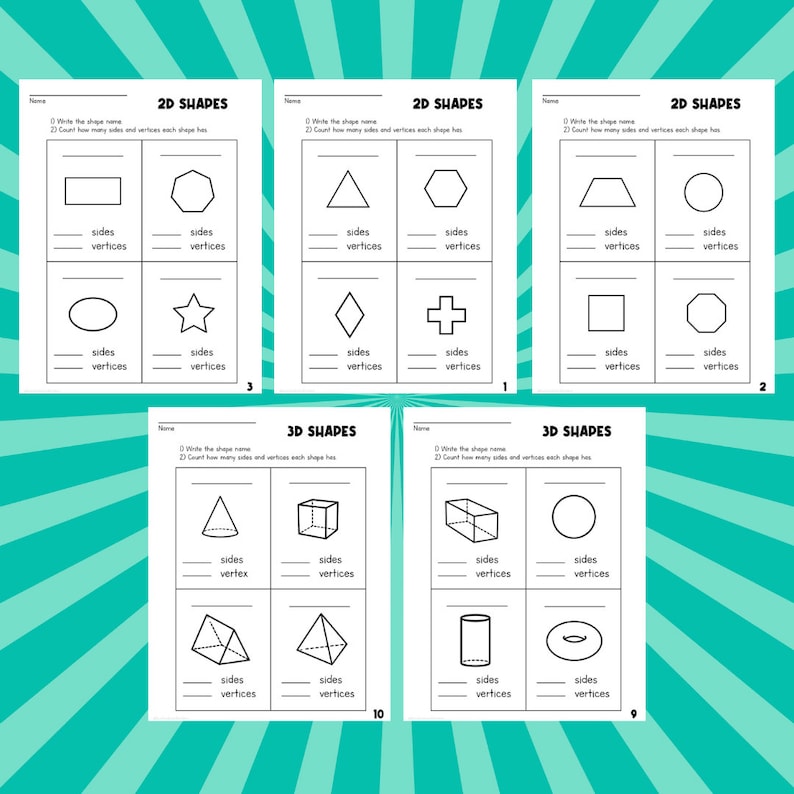 28 SHAPES WORKSHEETS 2D Shapes 3D Shapes Math Worksheets - Etsy UK
