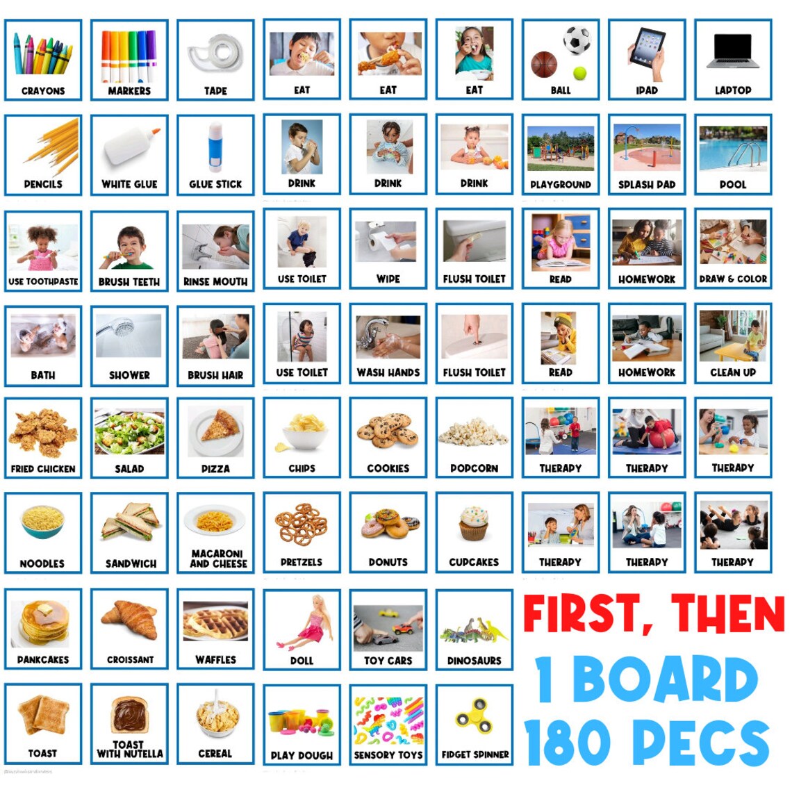 REAL PICTURES: First Then Board Visual Aid Visual Schedule - Etsy