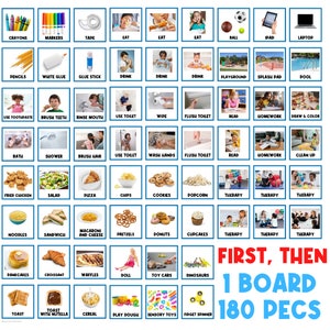 REAL PICTURES: First Then Board Visual Aid Visual Schedule Toddler ...
