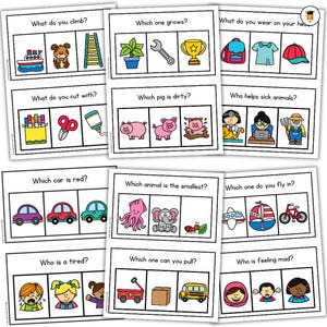 50 WH Questions | Functions Task Cards | Which One | Speech Therapy ...