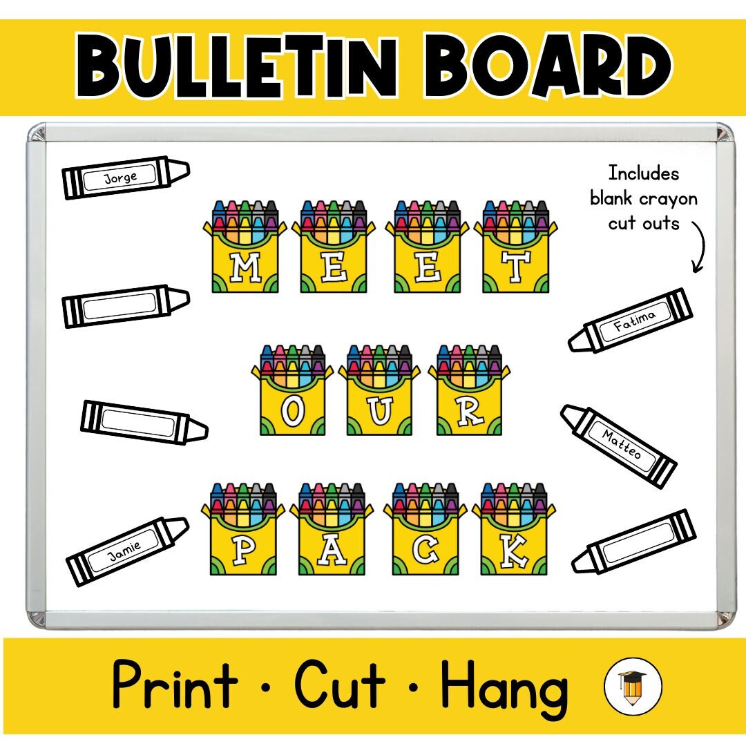 CRAYON BULLETIN BOARD | Meet the Pack | Back to School | Printable ...