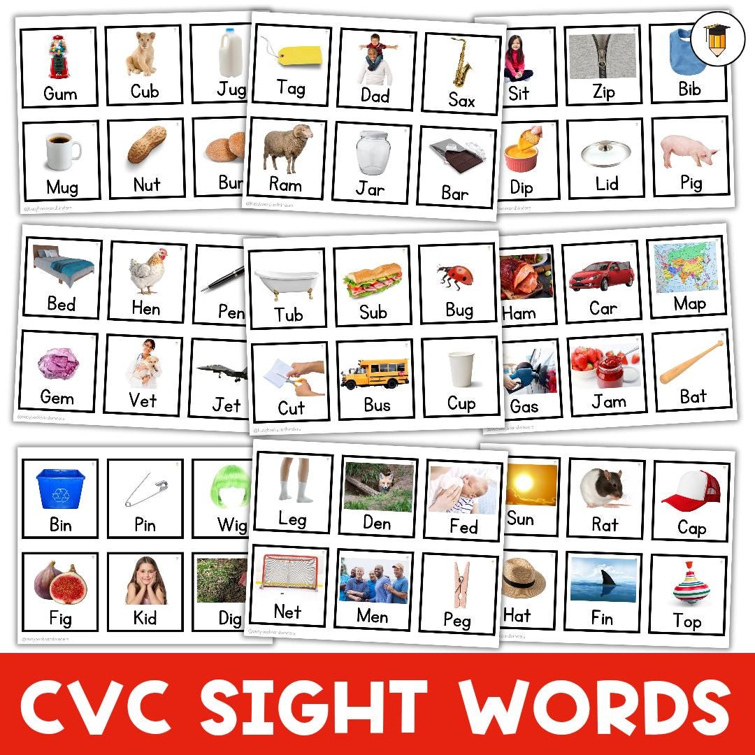 CVC REAL IMAGE Sight Words | Sight Word Practice | Literacy Center ...