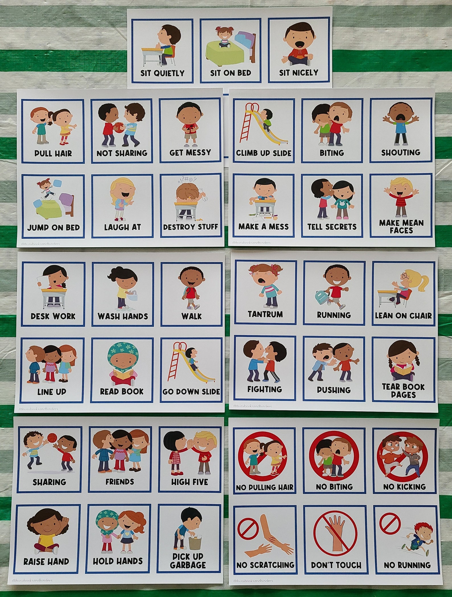 PHYSICAL COPY: 39 Behavior Picture Cards | First Then Visual Aid ...