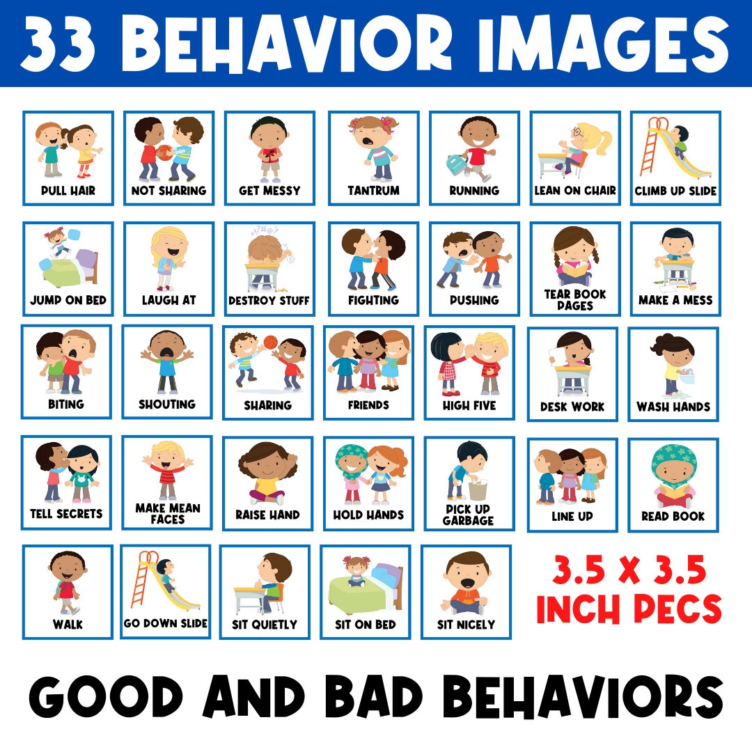 PHYSICAL COPY: 39 Behavior Picture Cards | First Then Visual Aid ...