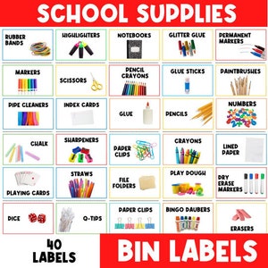 175 REAL PICTURES BUNDLE: School Supplies and Bin Labels | Bin Label ...
