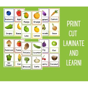 Fruits and Vegetables Flashcards | Preschool Flash Cards | Watercolor ...