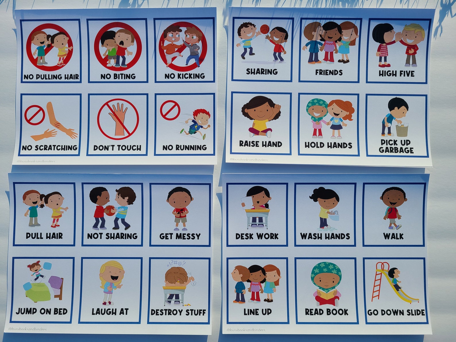 PHYSICAL COPY: 39 Behavior Picture Cards | First Then Visual Aid ...