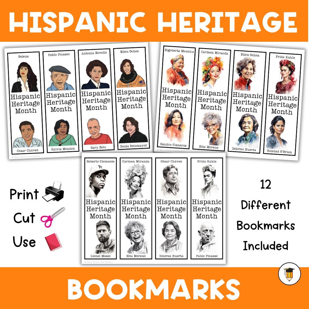 BOOKMARKS: Hispanic Heritage Month | Printable Banner | Bulletin Board ...