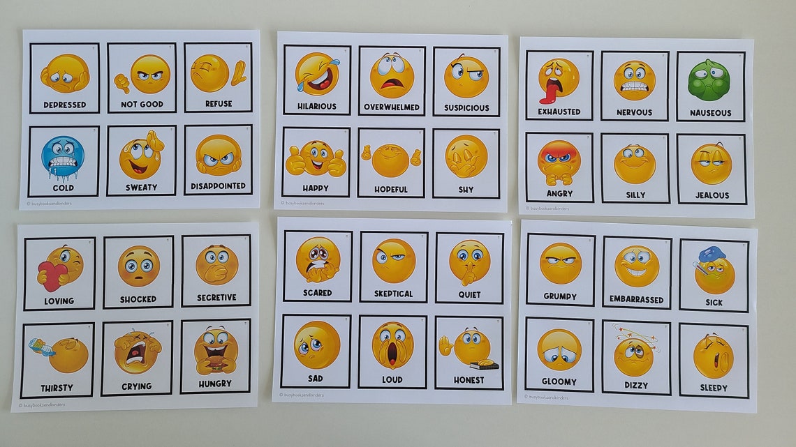 EMOJI FEELINGS | Emotions | Picture Cards | Adjectives| Parts of Speech ...