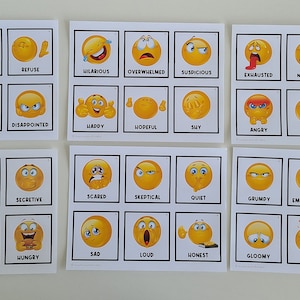 EMOJI FEELINGS | Emotions | Picture Cards | Adjectives| Parts of Speech ...
