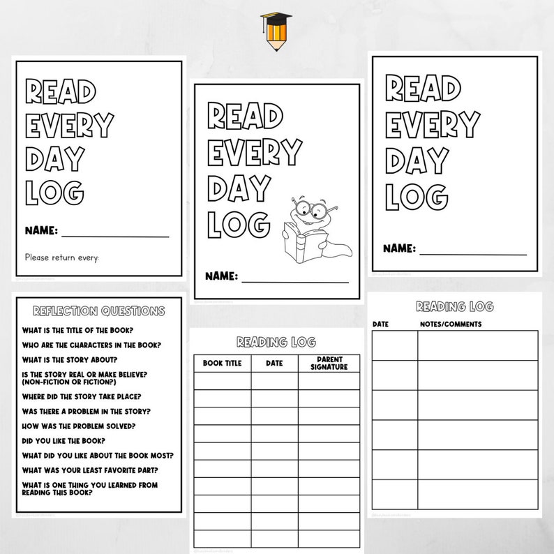 READING LOG Read Every Day Daily Reading Homeschool - Etsy