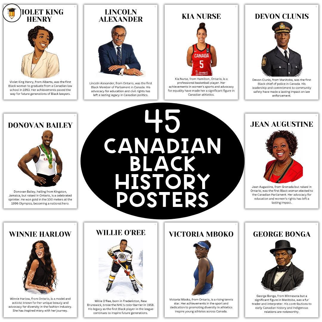 45 CANADIAN Black History Posters | Bulletin Board Display | Black ...