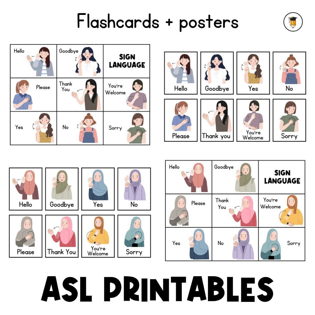 ASL Hand Gestures | Women | Hand Signs | Sign Language Flashcards ...