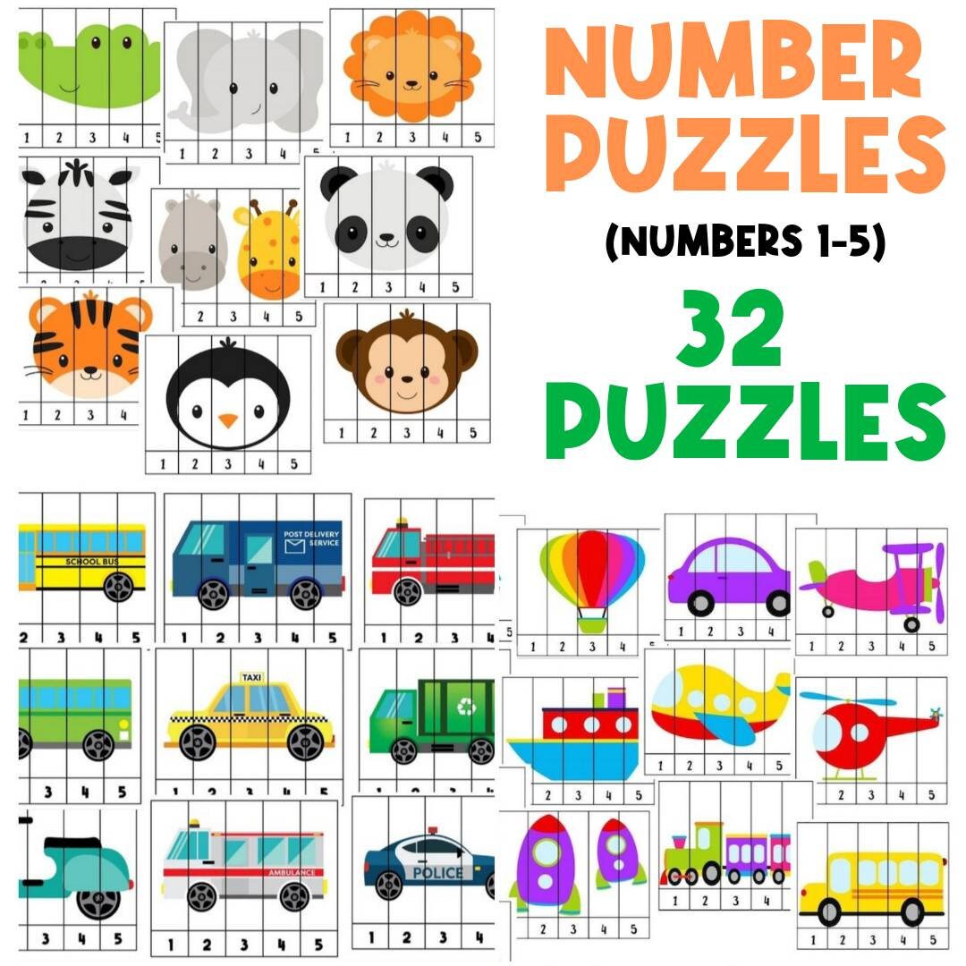 NUMBER PUZZLE BUNDLE | Preschool Animal Puzzle | Number Puzzle | Number ...