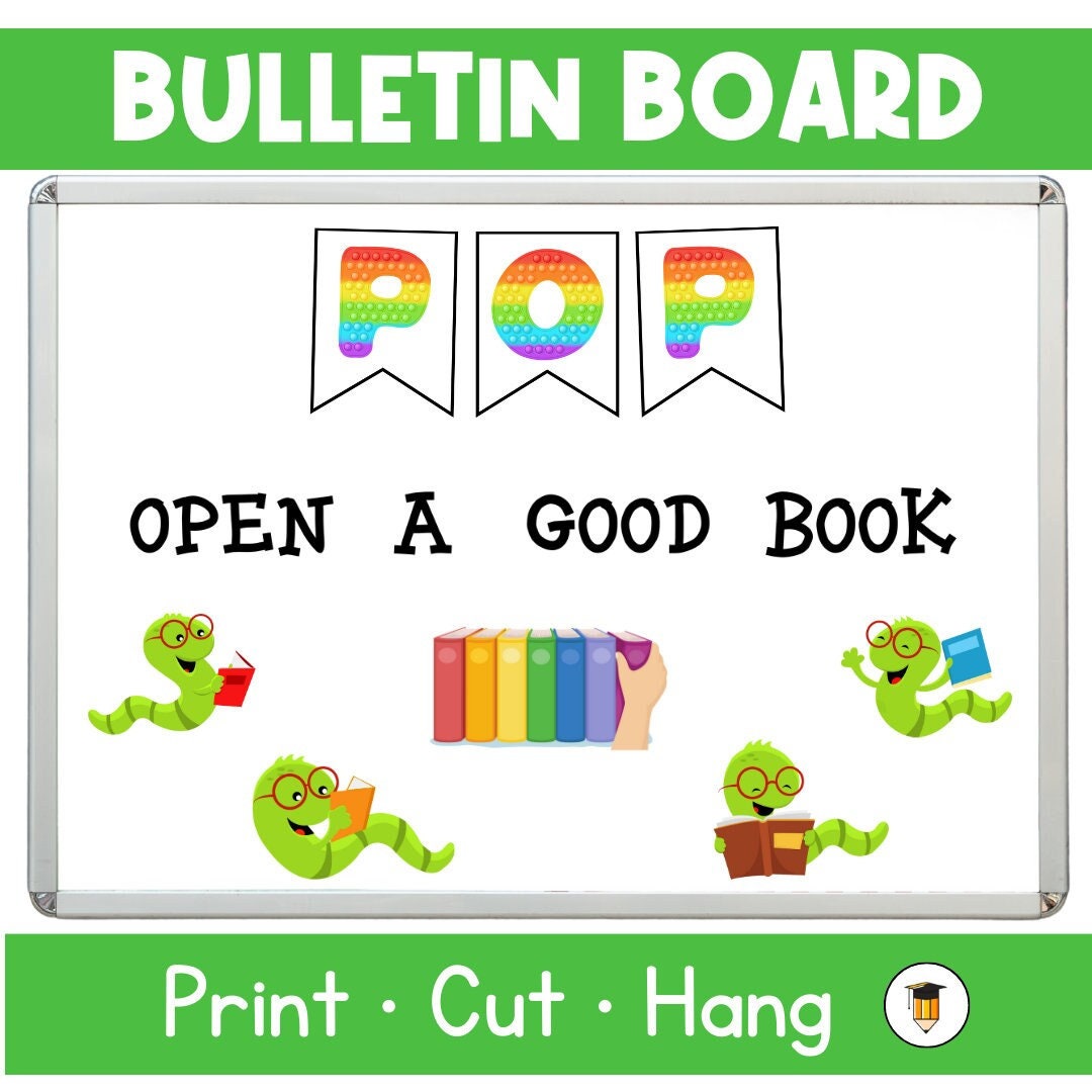 READING BULLETIN BOARD | Pop Open a Good Book | Printable Banner ...