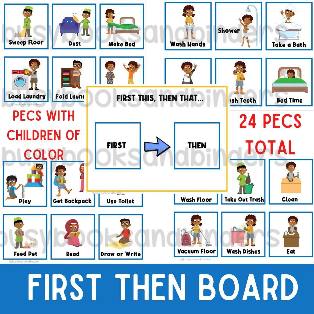 MULTICULTURAL 24 PECS First Then Board Visual Aid - Etsy