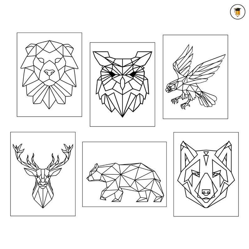 Geometric Animals Coloring Pages | Coloring Book Pages | Animals ...
