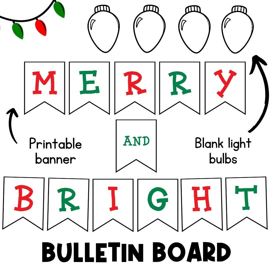 Merry and Bright Christmas Bulletin Board Banner | Printable Christmas ...