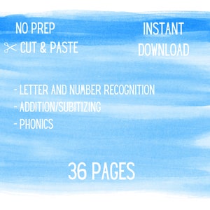 Kindergarten Grade One Cut and Paste Worksheets | Sight Words | Number ...