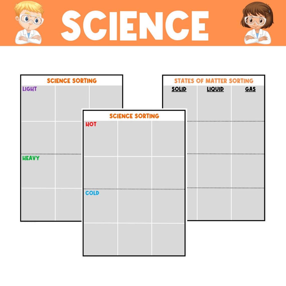 Science Sorting Worksheets Kindergarten Grade One | Etsy