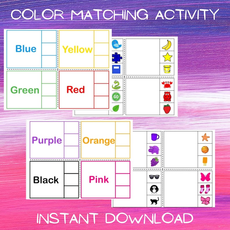 Color Matching Sorting Activities File Folder Games - Etsy