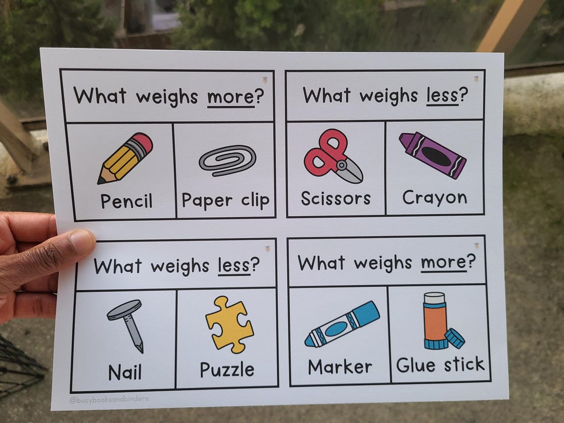 20 What Weighs More Task Cards | Math Task Cards | Units of Measurement ...