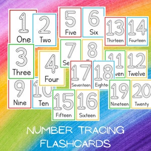 Numbers Tracing Flashcards, Preschool Flash Cards, 123 Tracing, Number ...