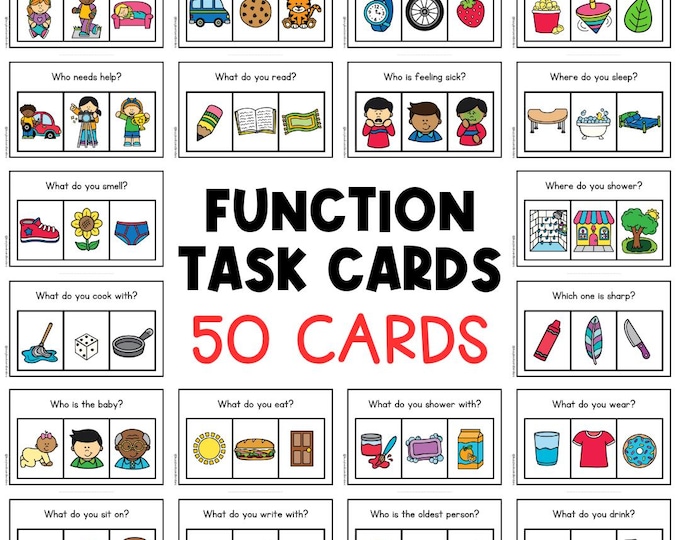 WH Questions Task Cards for Receptive Identification Autism Activities ...