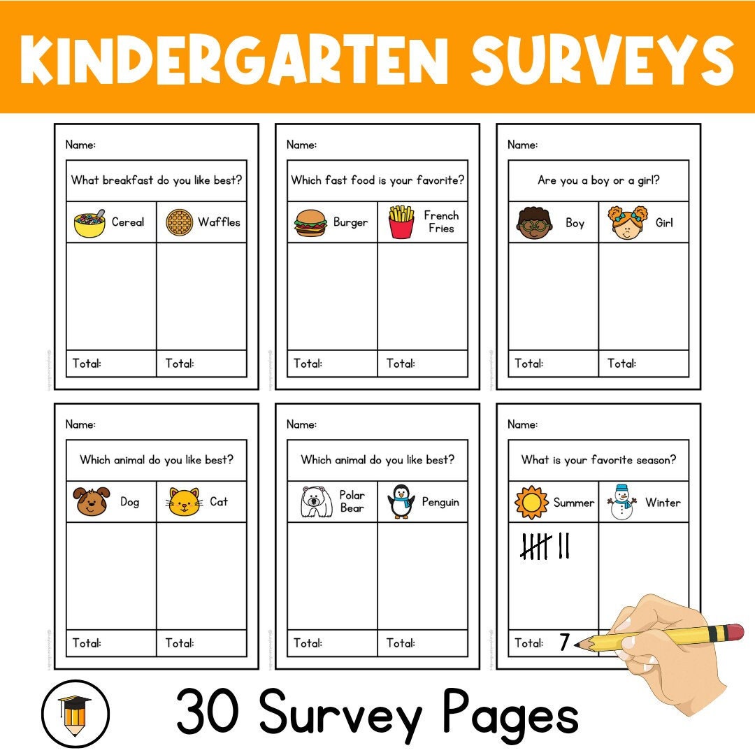 CLASS SURVEYS | Kindergarten | Tally Marks | Preschool Worksheets ...
