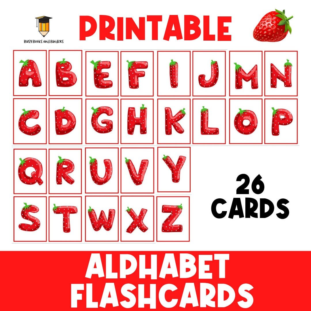Strawberry Alphabet Flashcards | Preschool Flash Cards | ABC Tracing ...