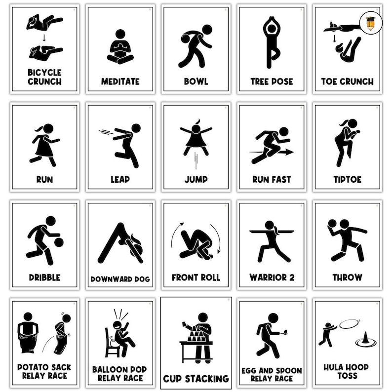 38 Fitness Posters | Kids Exercises | Flash Cards for Kids | Yoga ...