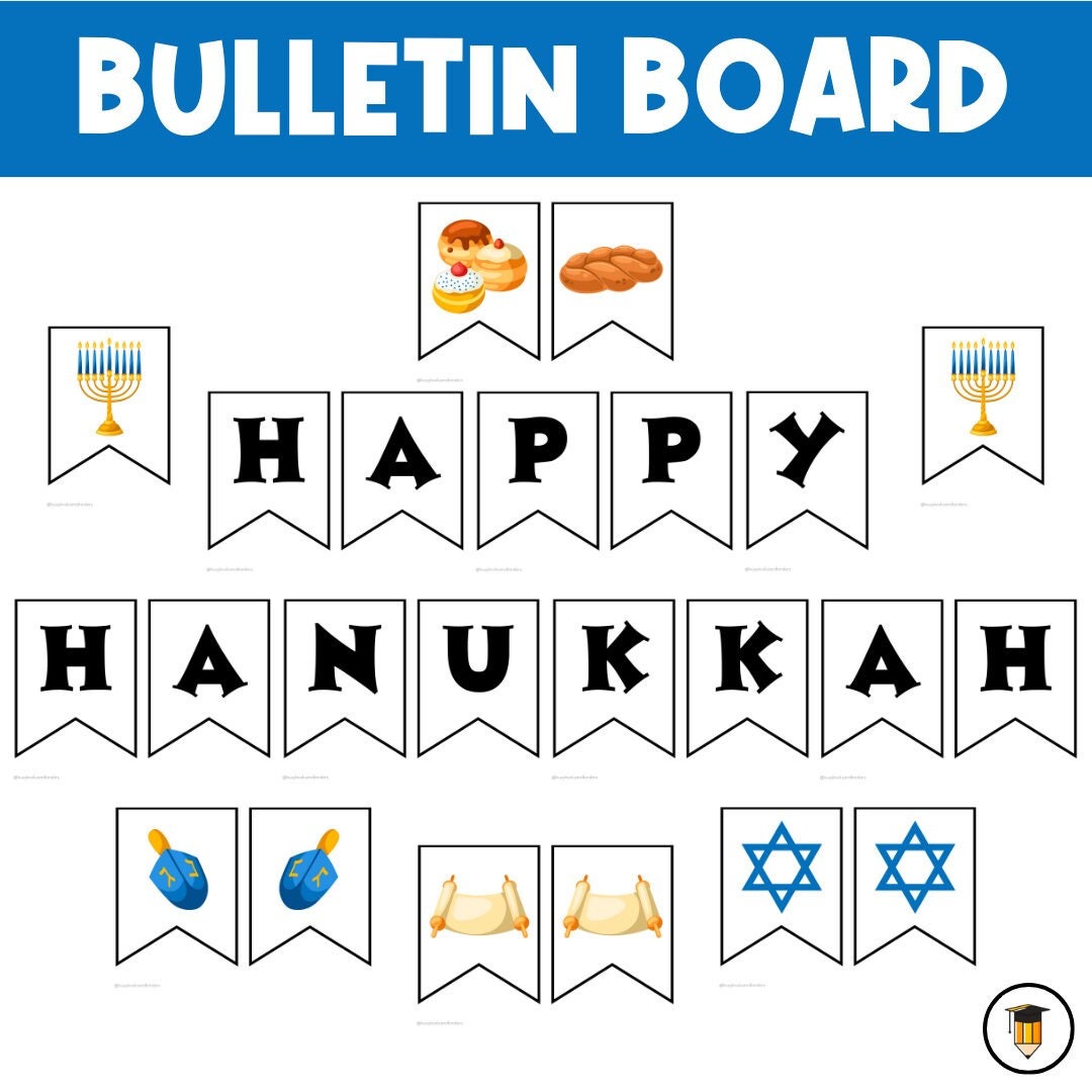 HANUKKAH BANNER | Happy Hanukkah | Hanukkah Decor | Hanukkah Bulletin ...