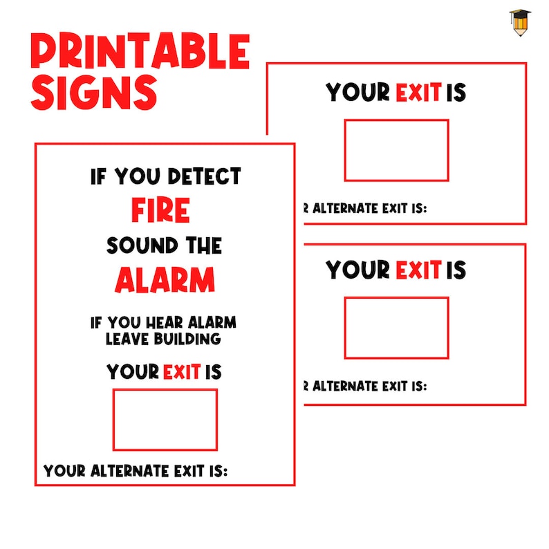 Emergency Exit | Fire Safety Sign| Classroom Signs | Classroom ...