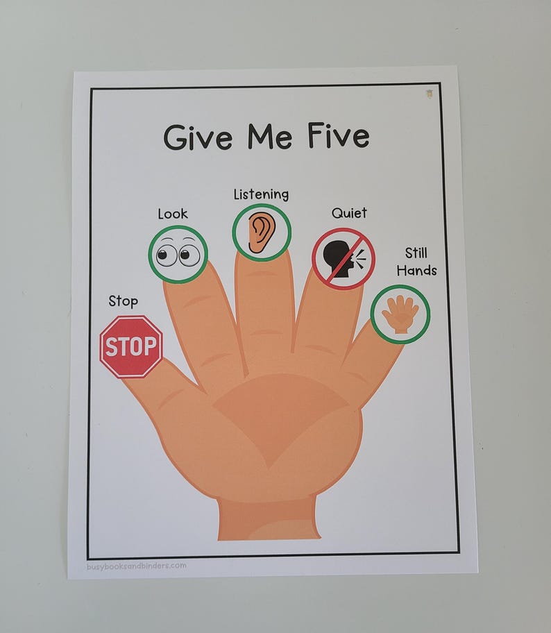 GIVE ME FIVE | Whole Body Listening | Classroom Poster | Daycare Poster ...