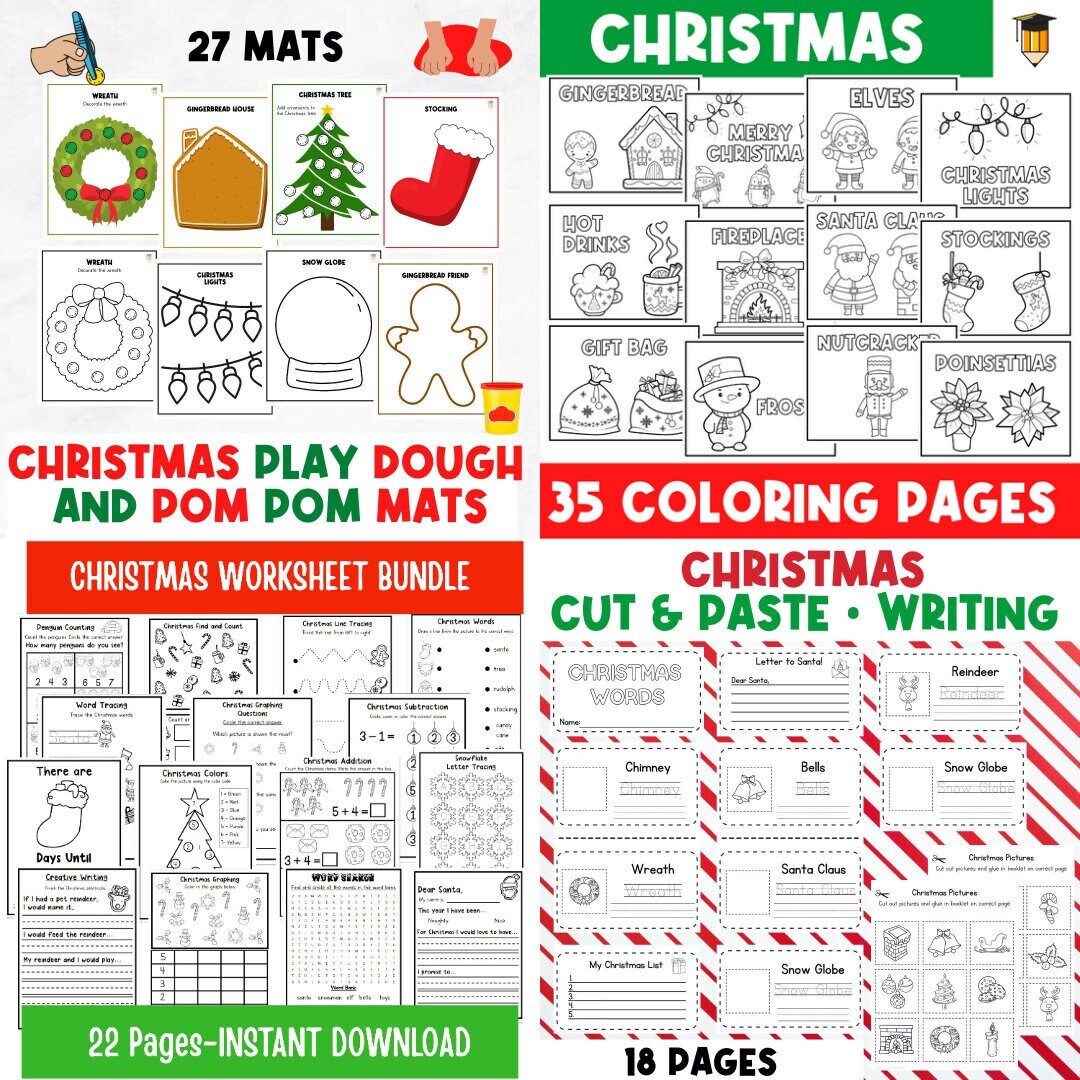 100 CHRISTMAS WORKSHEETS | Christmas Busy Book | Homeschool | Preschool ...