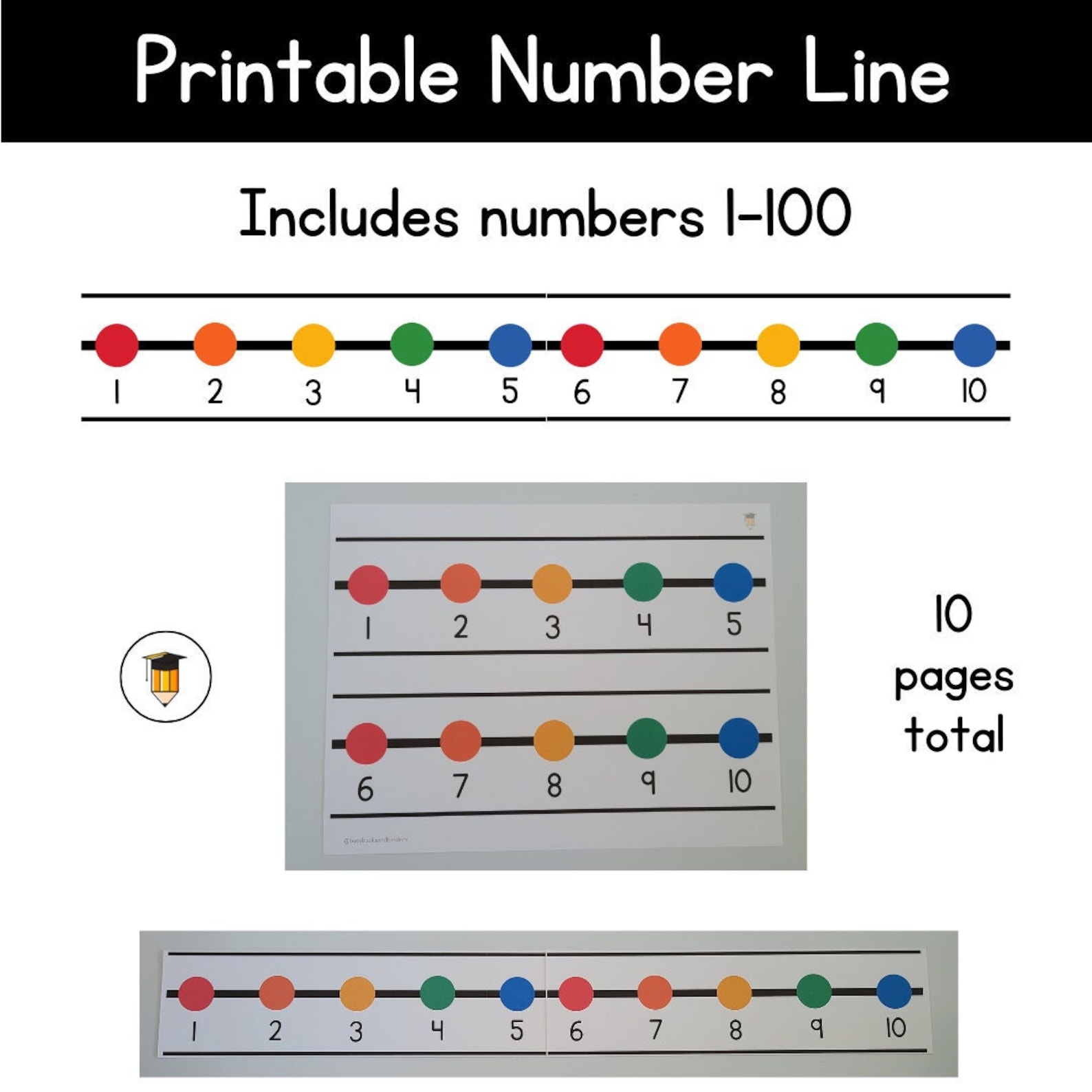 NUMBER LINE Classroom Decor Math Wall Number 1-100 Counting Number ...