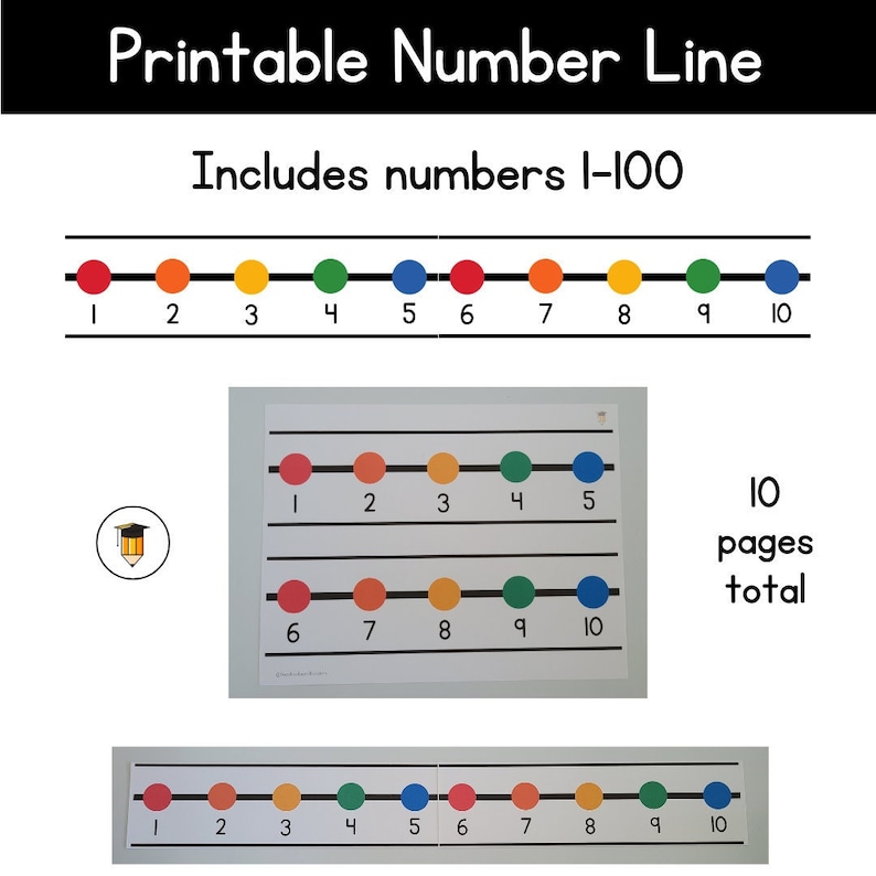 NUMBER LINE Classroom Decor Math Wall Number 1-100 Counting Number ...