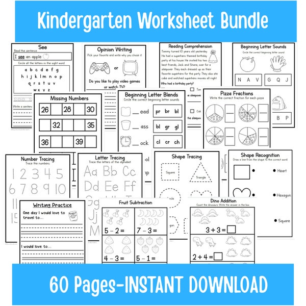 Preschool Worksheets - Etsy