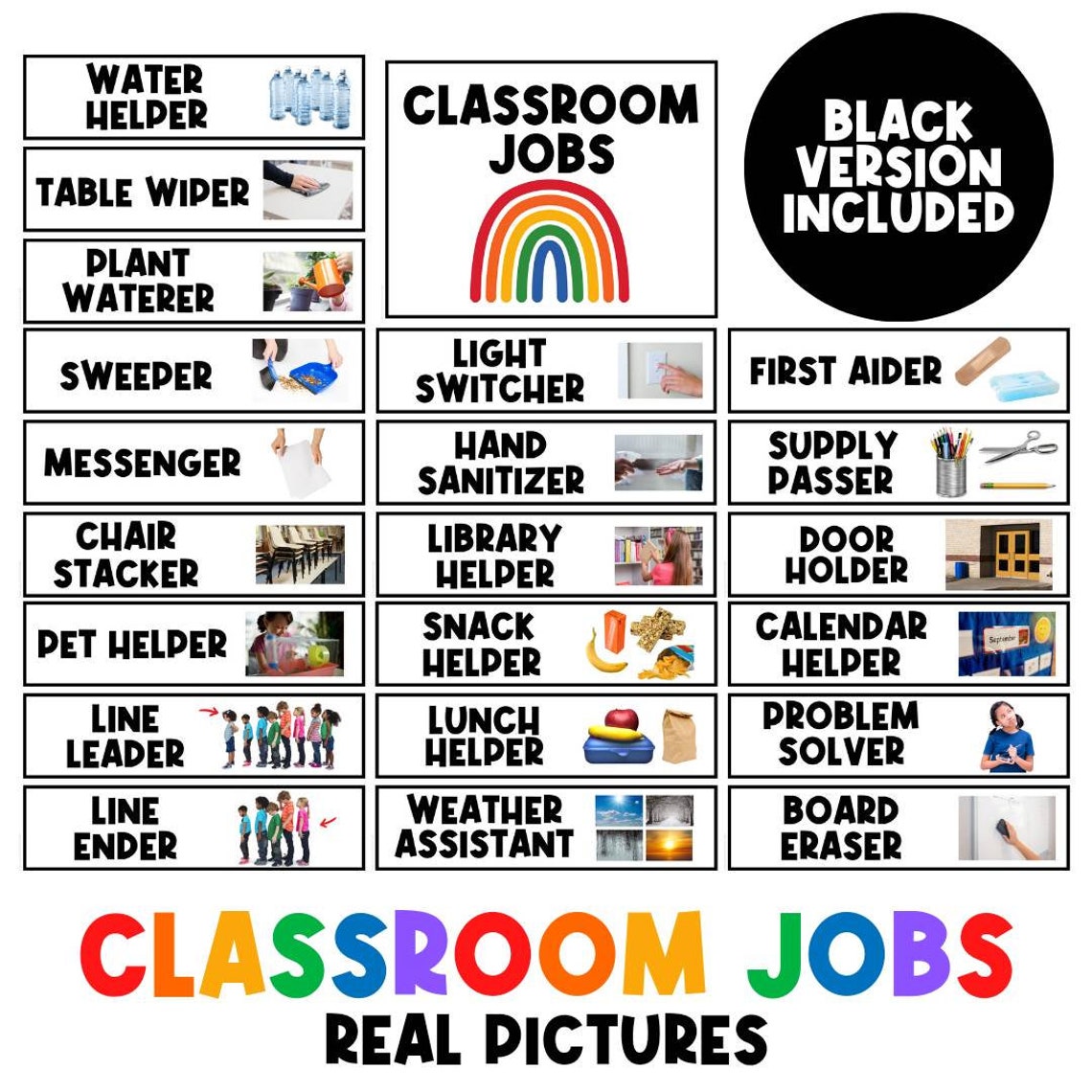 REAL PICTURES: Classroom Jobs | Classroom Visual Task Card | Classroom ...