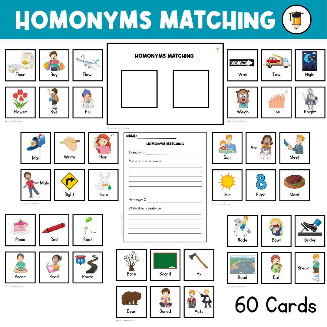 HOMONYMS MATCHING | Vocabulary Curriculum | Parts of Speech | Grade 4 ...