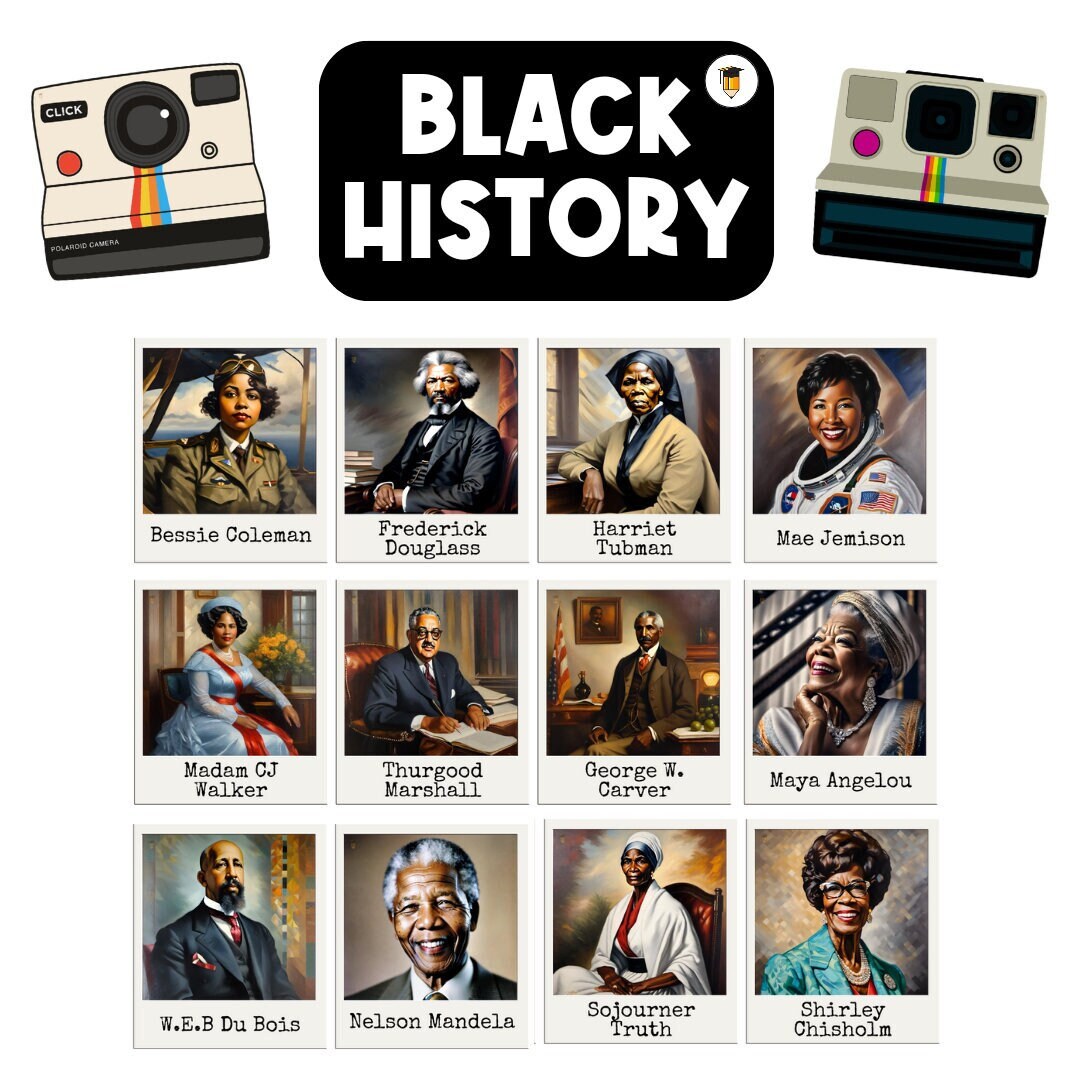 Black History Polaroid Photos | Bulletin Board Display | Black History ...