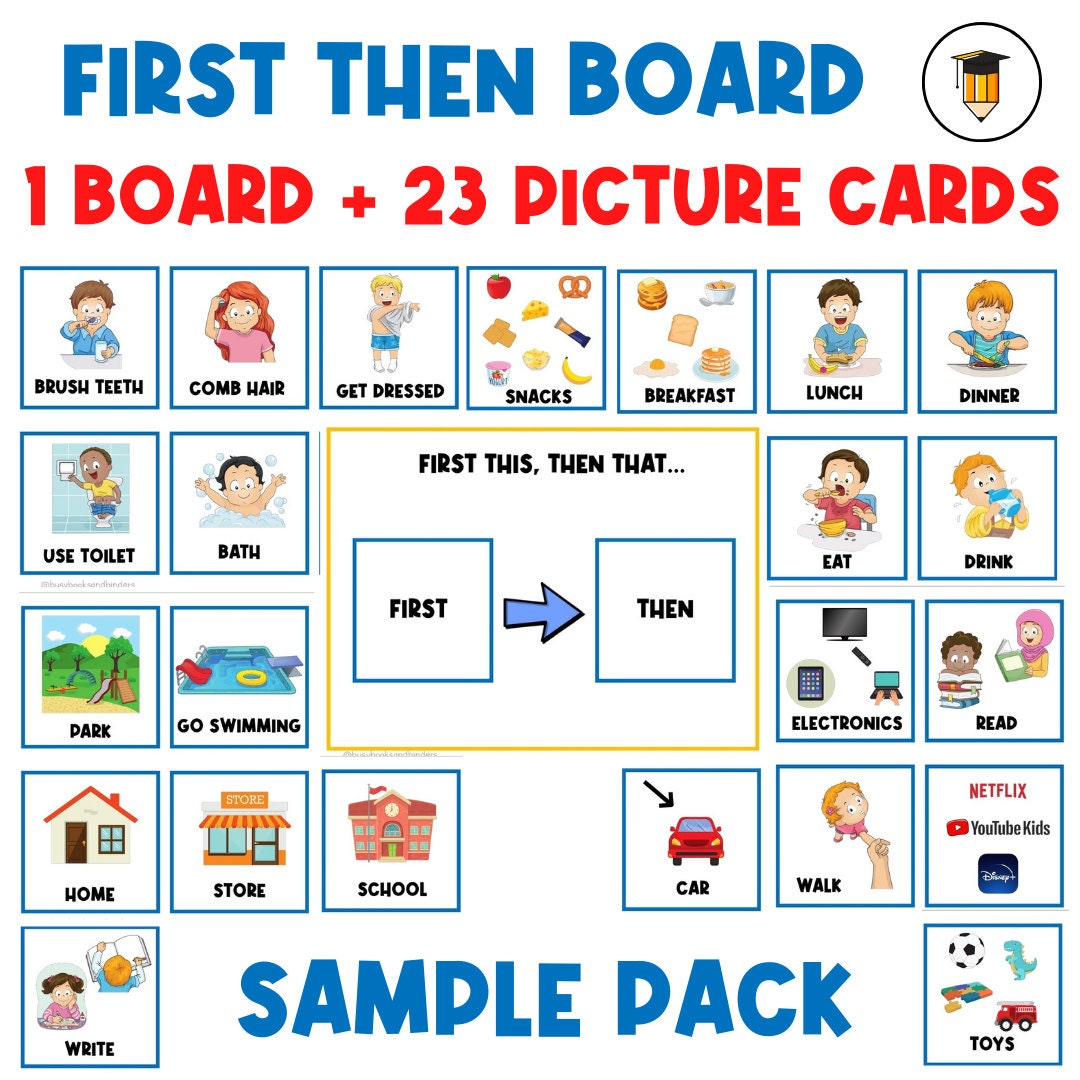 1 BOARD + 23 PICTURE CARDS | First Then Board | Visual Aid | Visual ...