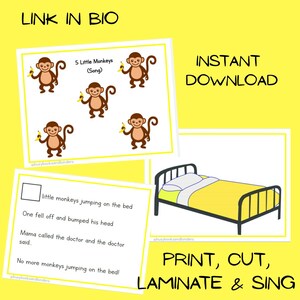 5 Little Monkeys Song, Toddler and Preschool Activities, File Folder ...