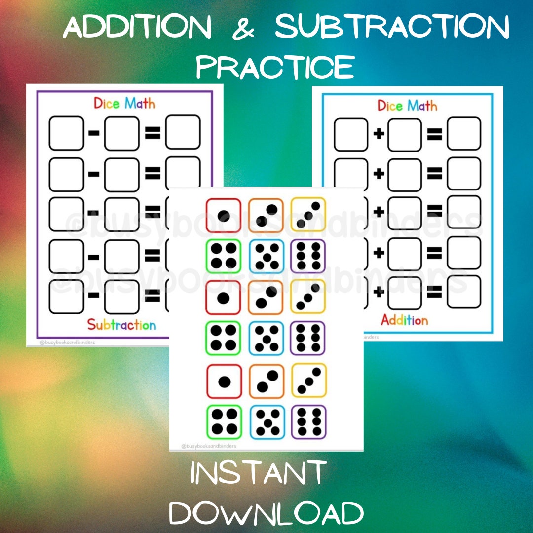 Math Activities, Addition Subtraction Practice Worksheet, File Folder ...