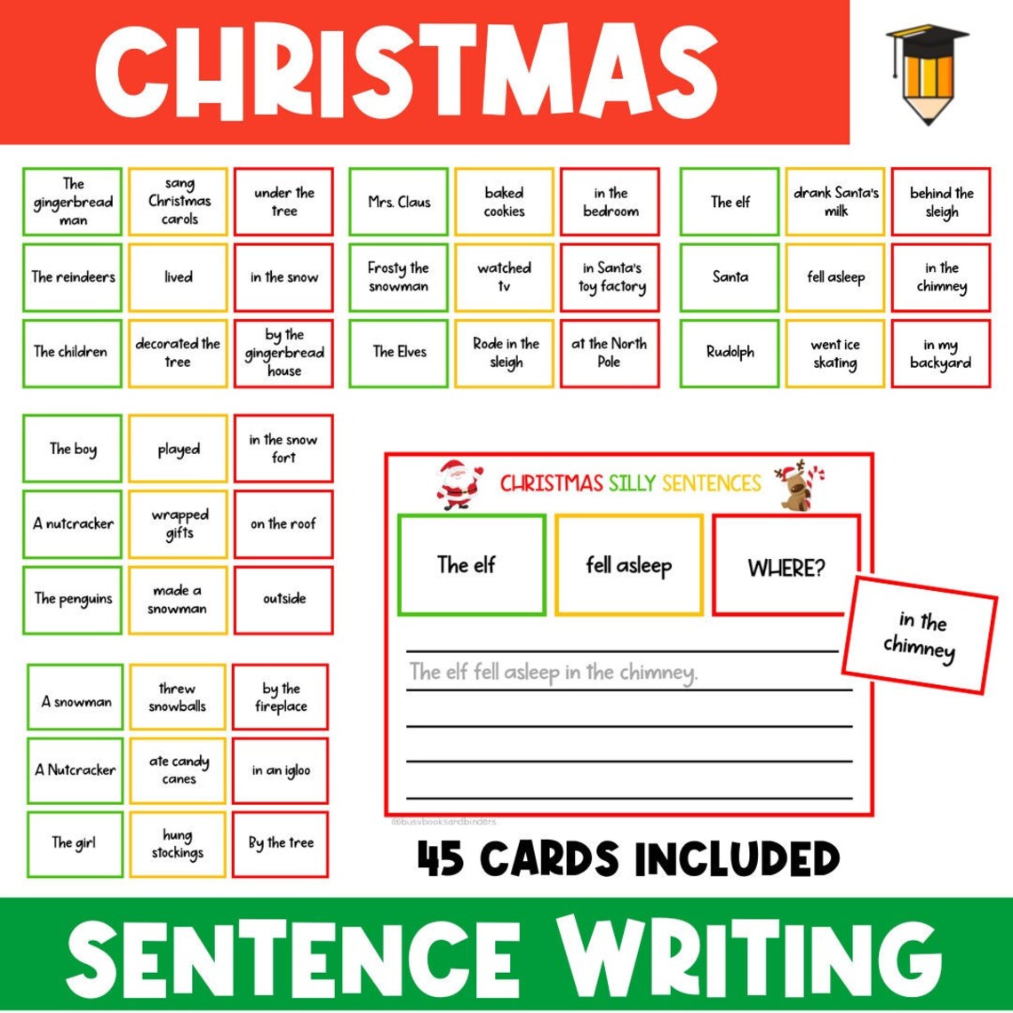 CHRISTMAS SENTENCE WRITING | Christmas Worksheets | Christmas Busy ...