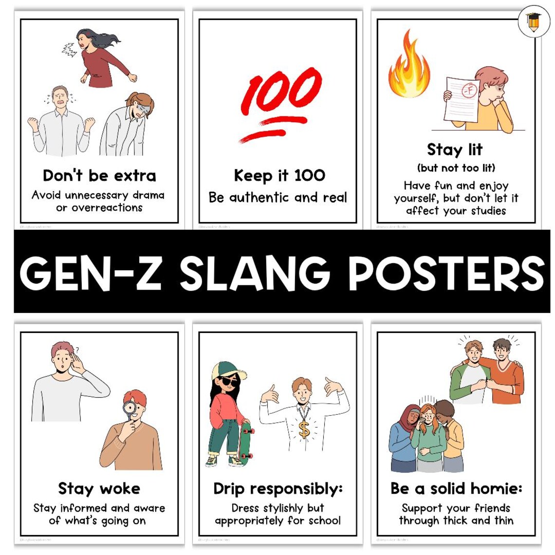 20 Gen-z Slang Classroom Posters | Posters for Teens | High School ...